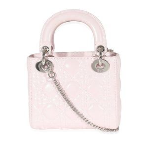 Dior | Bags | Christian Dior Pink Metallic Cannage Mini Lady Dior ...